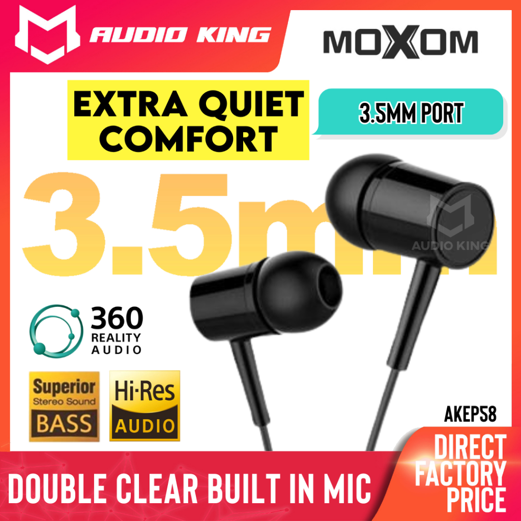 MOXOM In Ear Noise Isolating Wired Earphone 3.5mm With Built In HD Mic ...