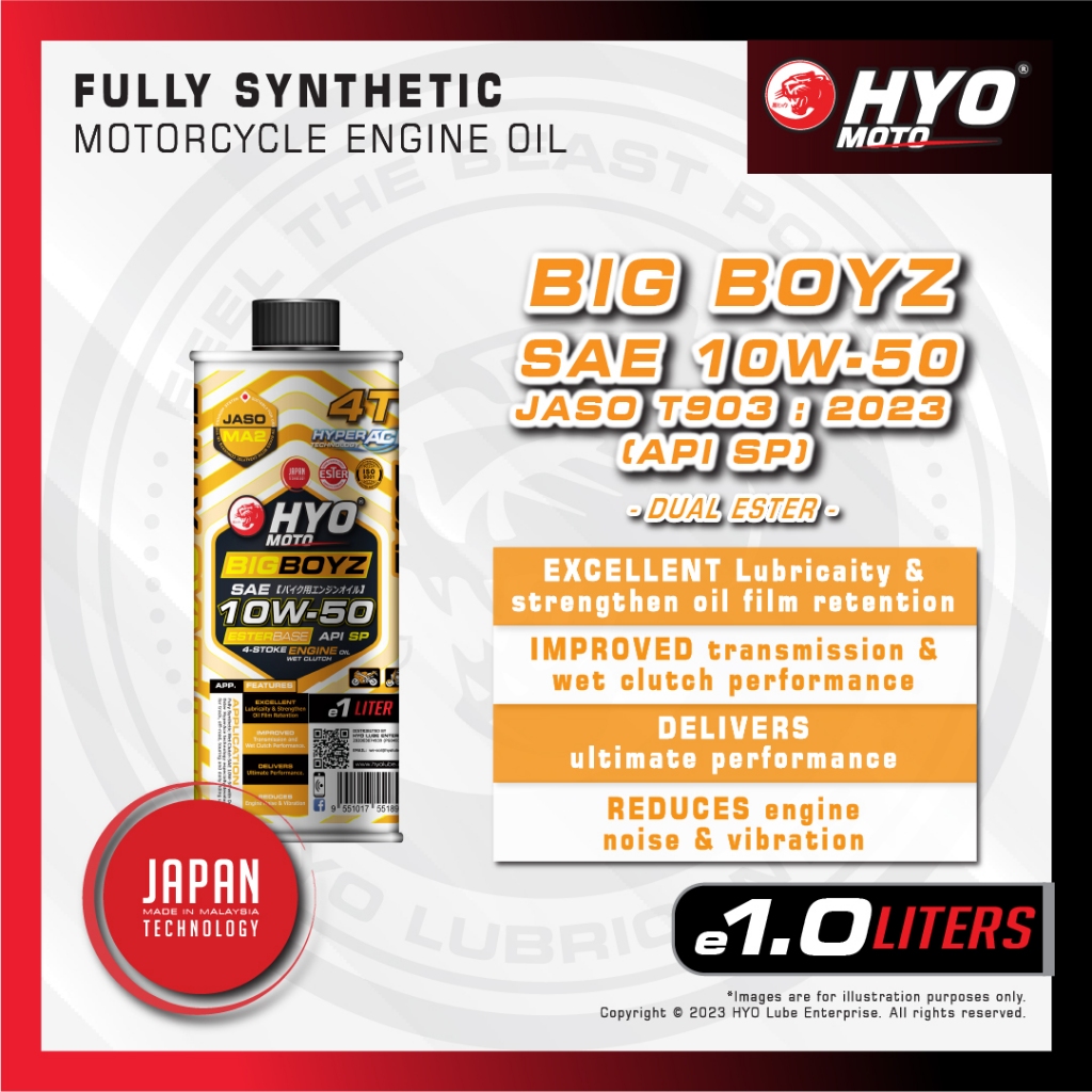 [HYO MOTO] BIG BOYZ Dual Ester Fully Synthetic SAE 10W50 - 4T ...
