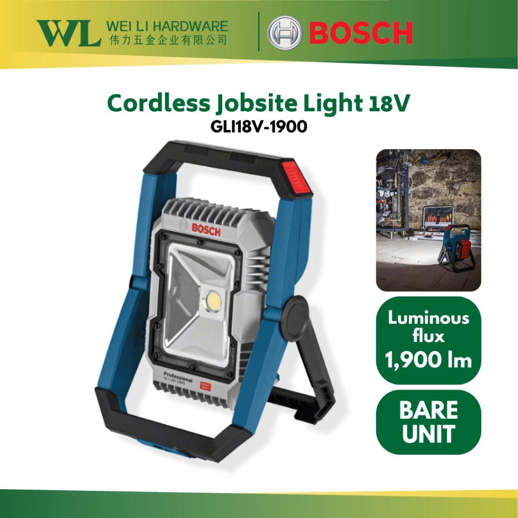 Bosch GLI18V-1900 Cordless Jobsite Light (solo) / working light / touch ...
