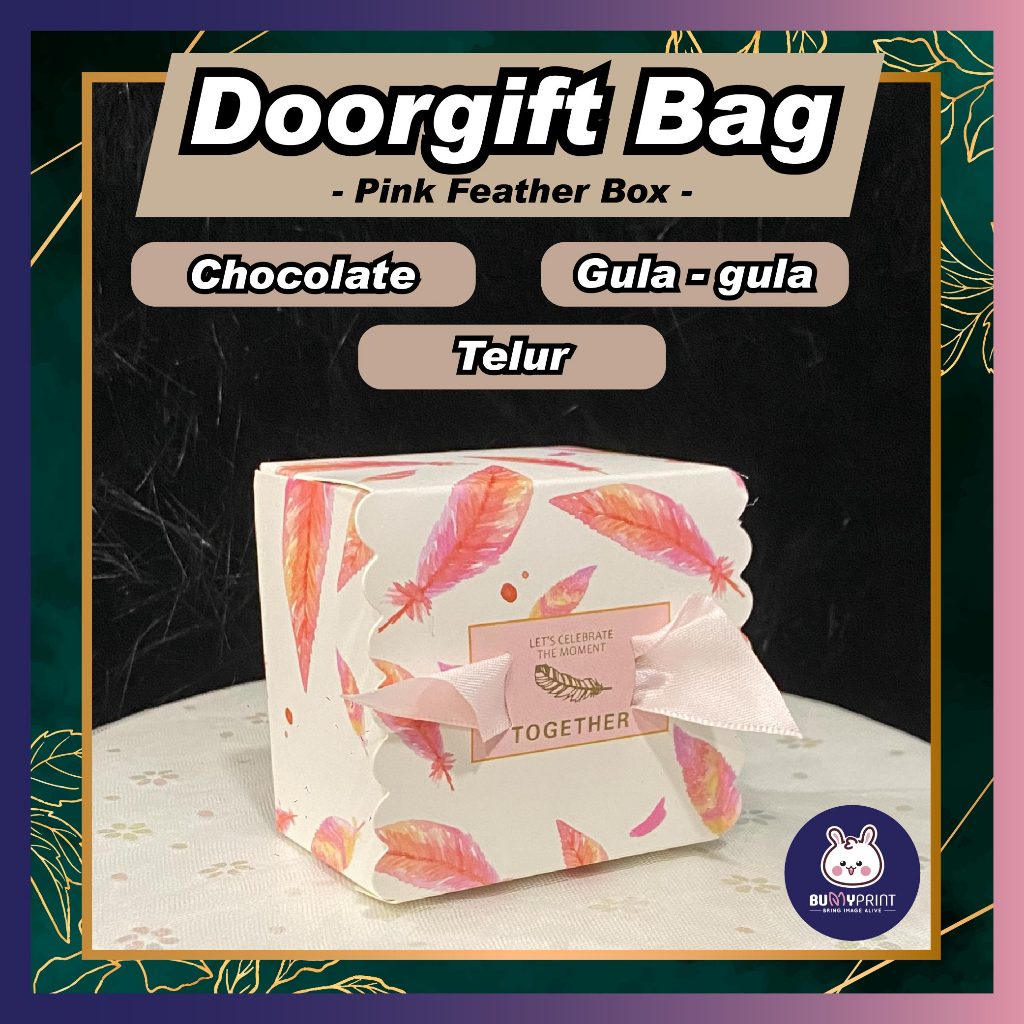 Pink Feather Box - Goodies Box - Kotak Cenderahati - Gift Box - Wedding ...