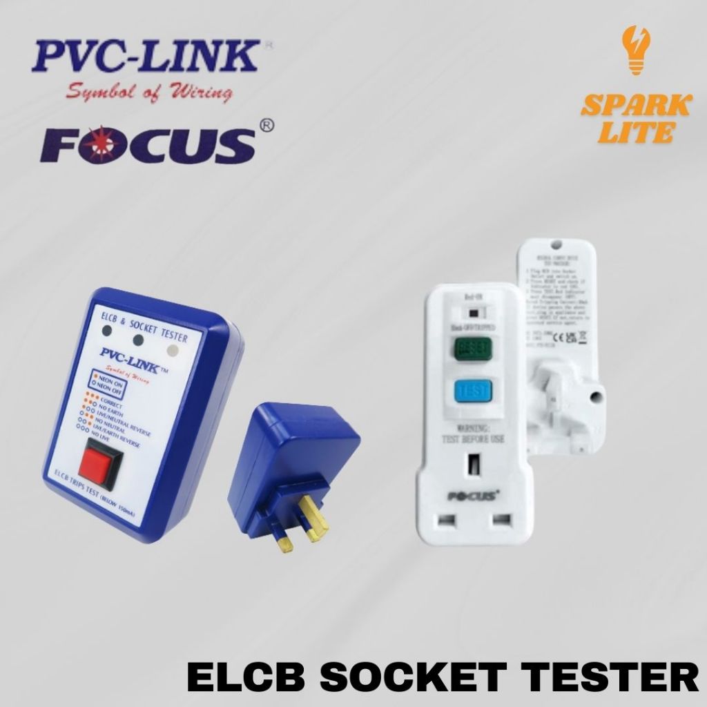 PVC-LINK / FOCUS 13A ELCB and Socket Tester 150mA / ELCB Trips Test ...