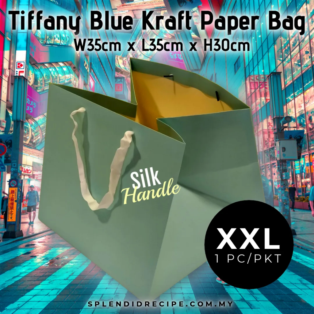 Premium Quality Silk Handle Paper Bag Tiffany Blue 35cmX35cm(1 pcs ...