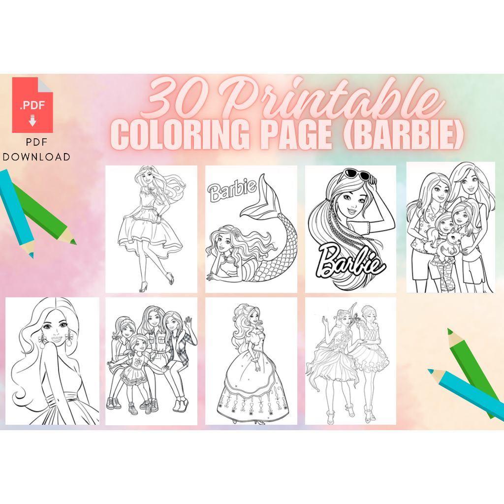 [PDF] 30 Pictures Barbie Printable Colouring Pages | Shopee Malaysia