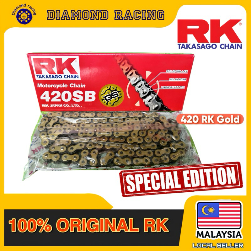 [LIMITED]RK TAKASAGO CHAIN 420 GOLD RS150 LC135 Y15 Y125 EX5 WAVE ...