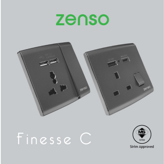 [SIRIM]ZENSO Finesse C Black Switch Switches & Sockets 13A Type A+C ...