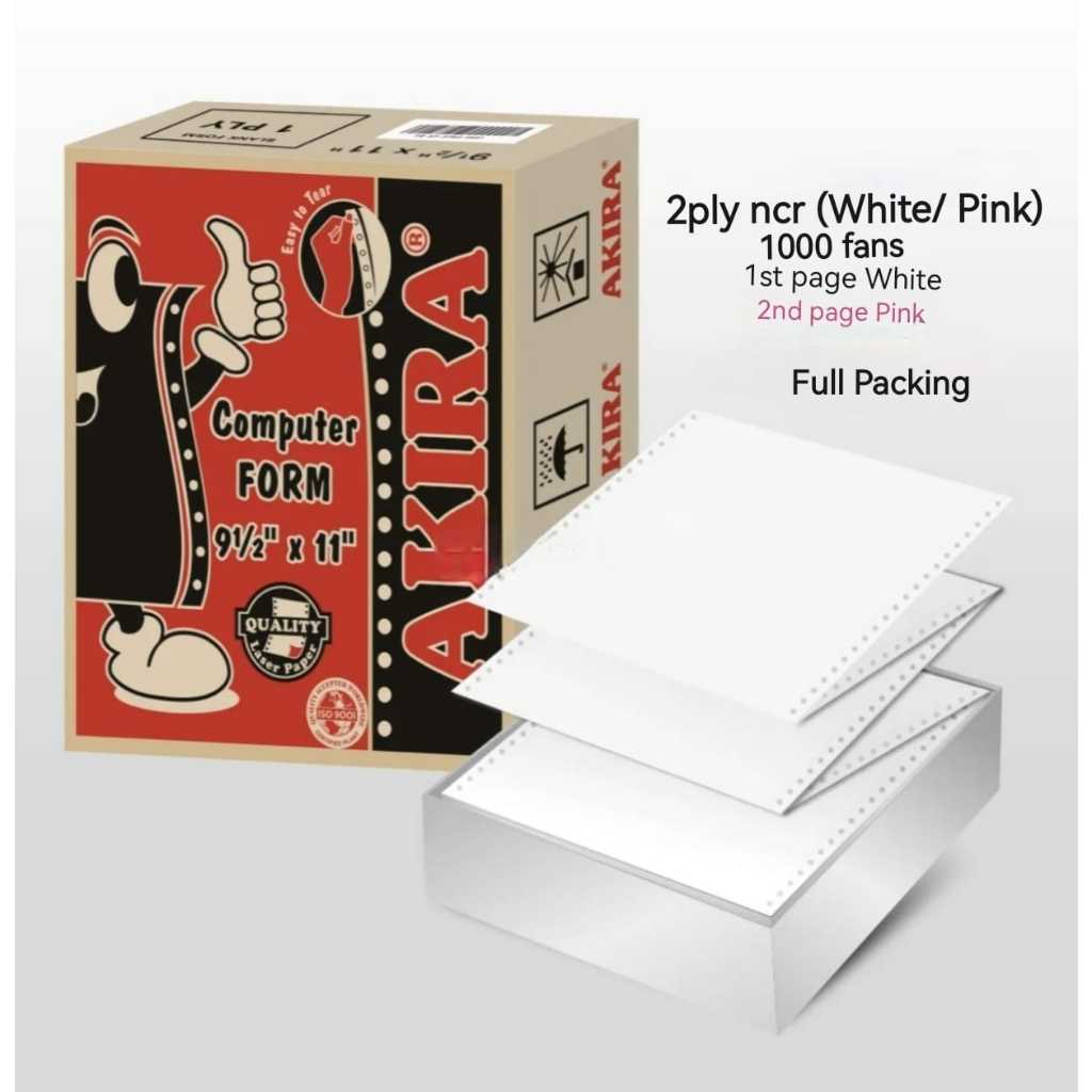 Akira 2ply ncr (White/ Pink) Computer Form (Full-Pack) 1000 Fans ...