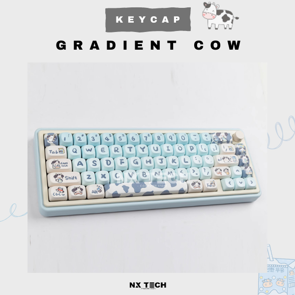 Gradient Cow MOA Profile PBT Keycap Set for Mechanical Keyboard ...