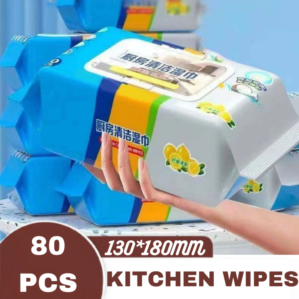 ⭕1Pack 80pcs⭕ Kitchen Cleaning Wipes Strong Decontamination Kitchen ...