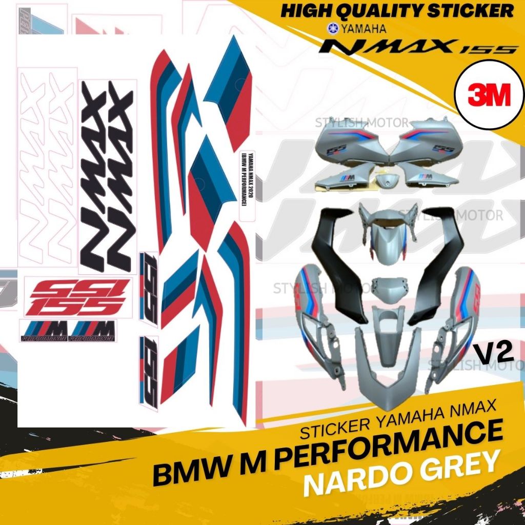 Stripe Yamaha Nmax 155 V2 [ 3M Sticker ] Bmw M Performance Motorcycle ...