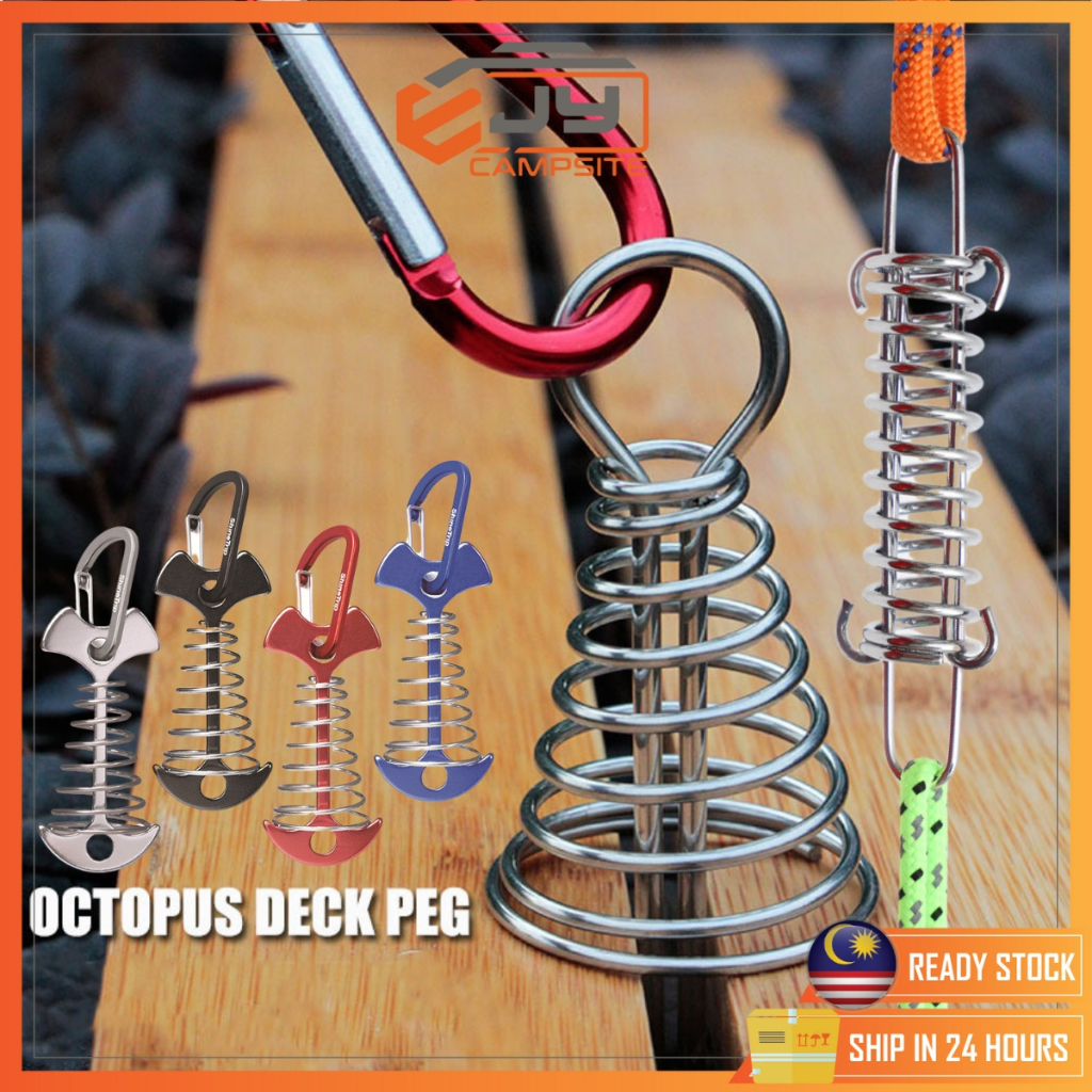 Camping Tent Peg Spring Fish Bone Peg Rope Tensioner Deck Peg Anchor ...