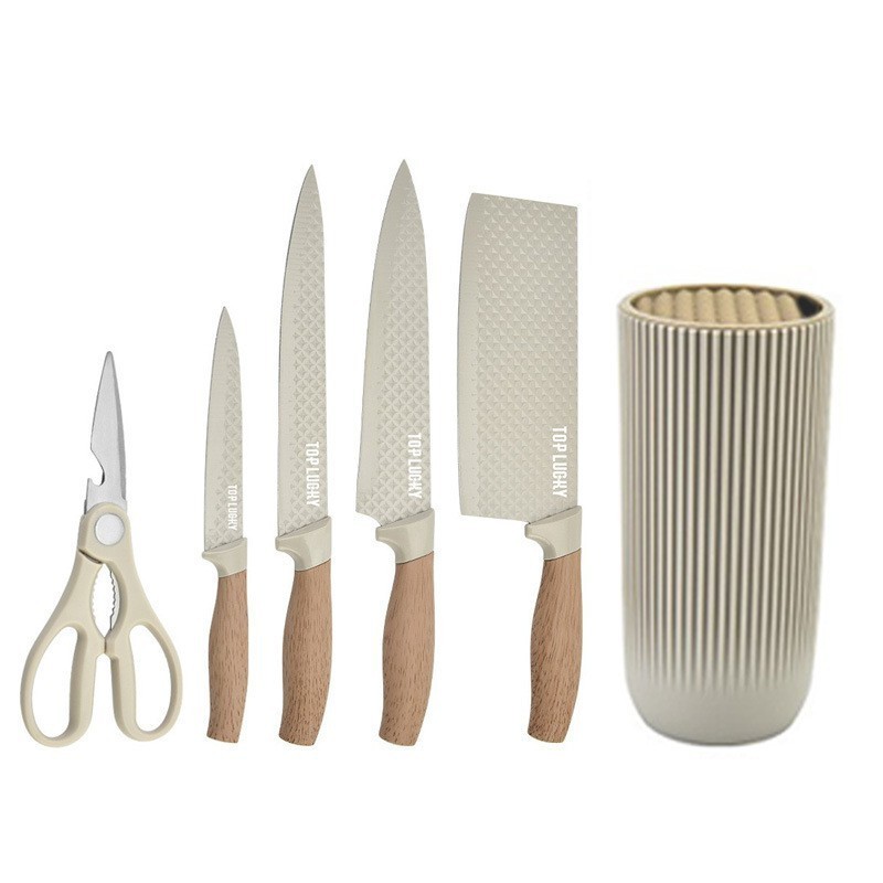 6 IN 1 Knife Set Stainless Steel Kitchen Knife Holder Pisau Dapur Pisau ...