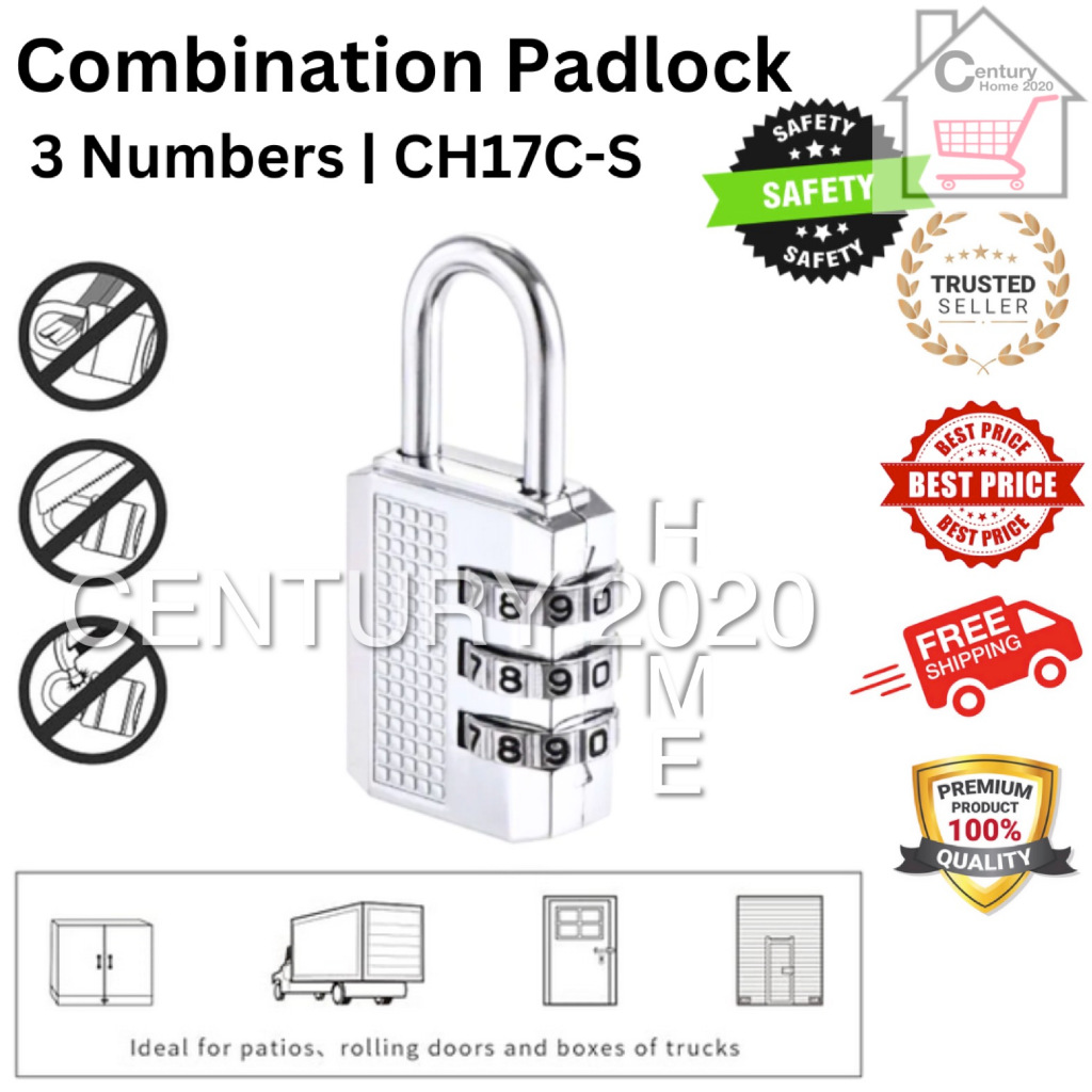 Push Button Padlock 3 Digit Push Numbers Button Combination Pad Lock CH17C-S | Shopee Malaysia