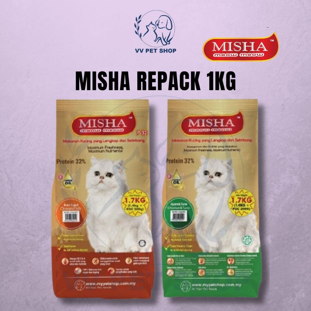 【Ready Stock】Misha Cat Dry Food Repack 1kg-Makanan Kibbles/Kering ...
