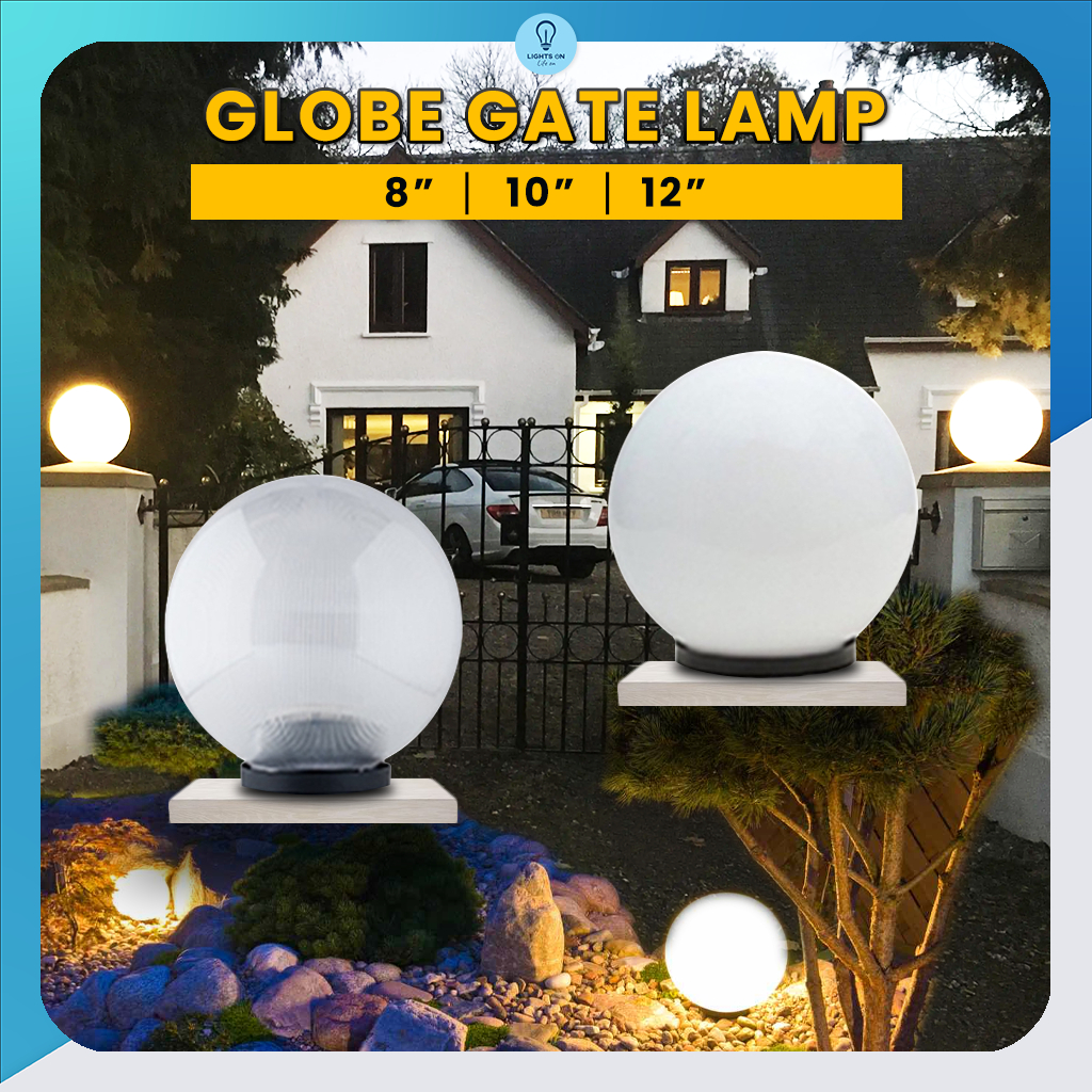 8Inch/10Inch/12Inch Globe Ball Sphere Outdoor Gate Lamp Pillar Light ...
