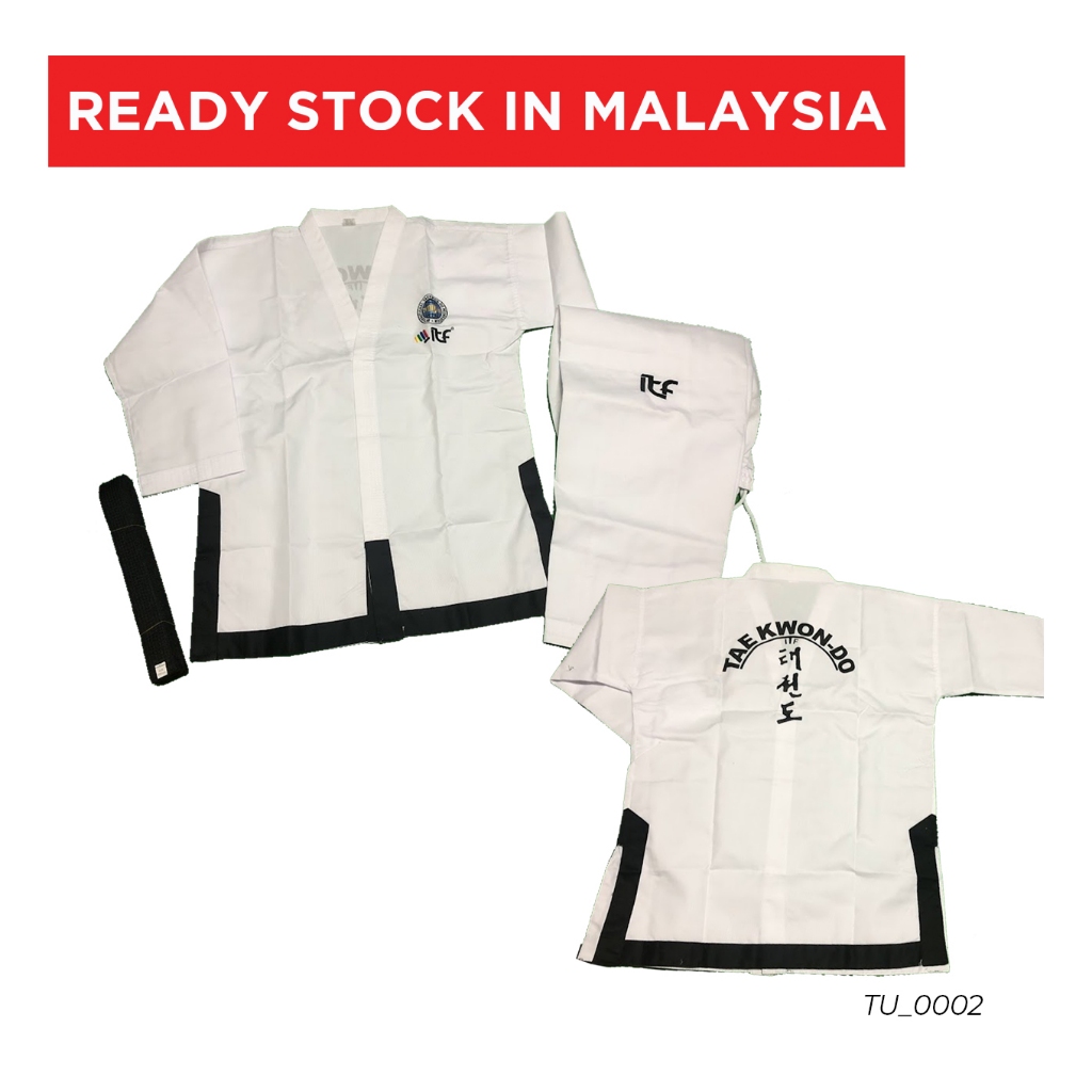 【READY STOCK】 ITF High Quality Taekwondo Black Belt Uniform With ...
