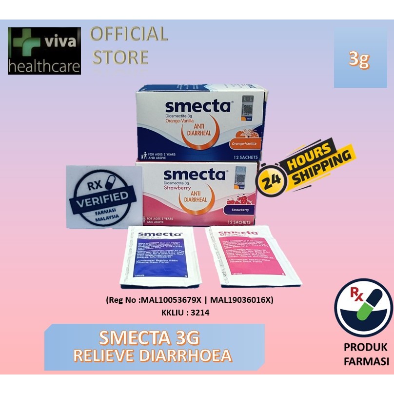 Smecta Diosmectite Strawberry Orange Vanilla Sachet Flavour Powder Oral ...