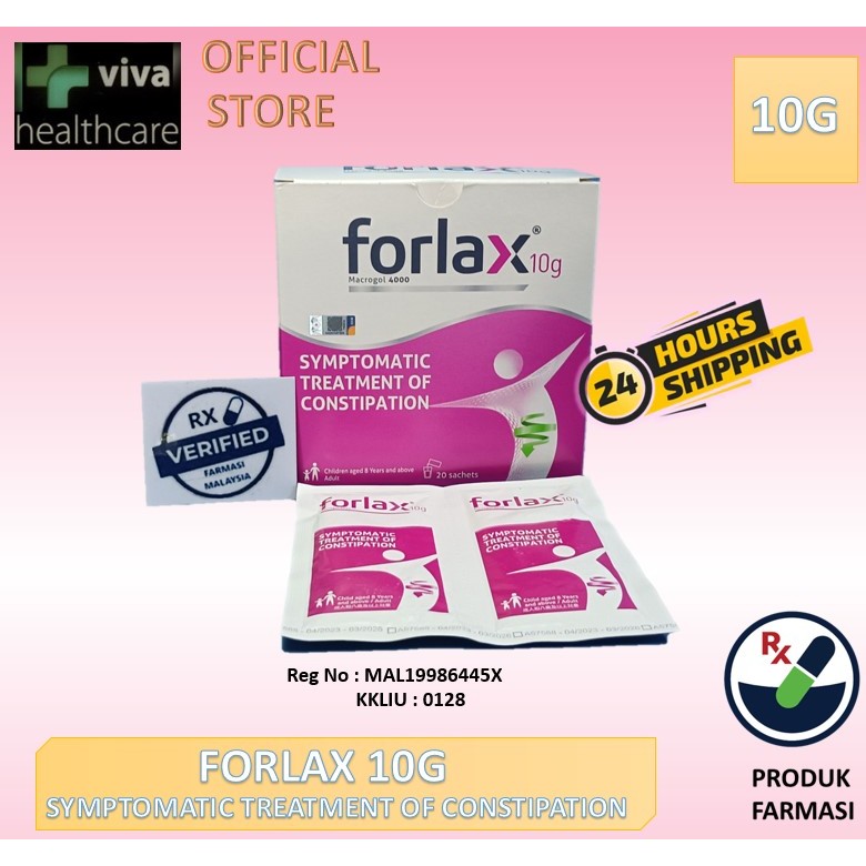 (1 Sachet) Forlax 10g Powder for Oral Solution sachets Macrogol 4000 EP ...