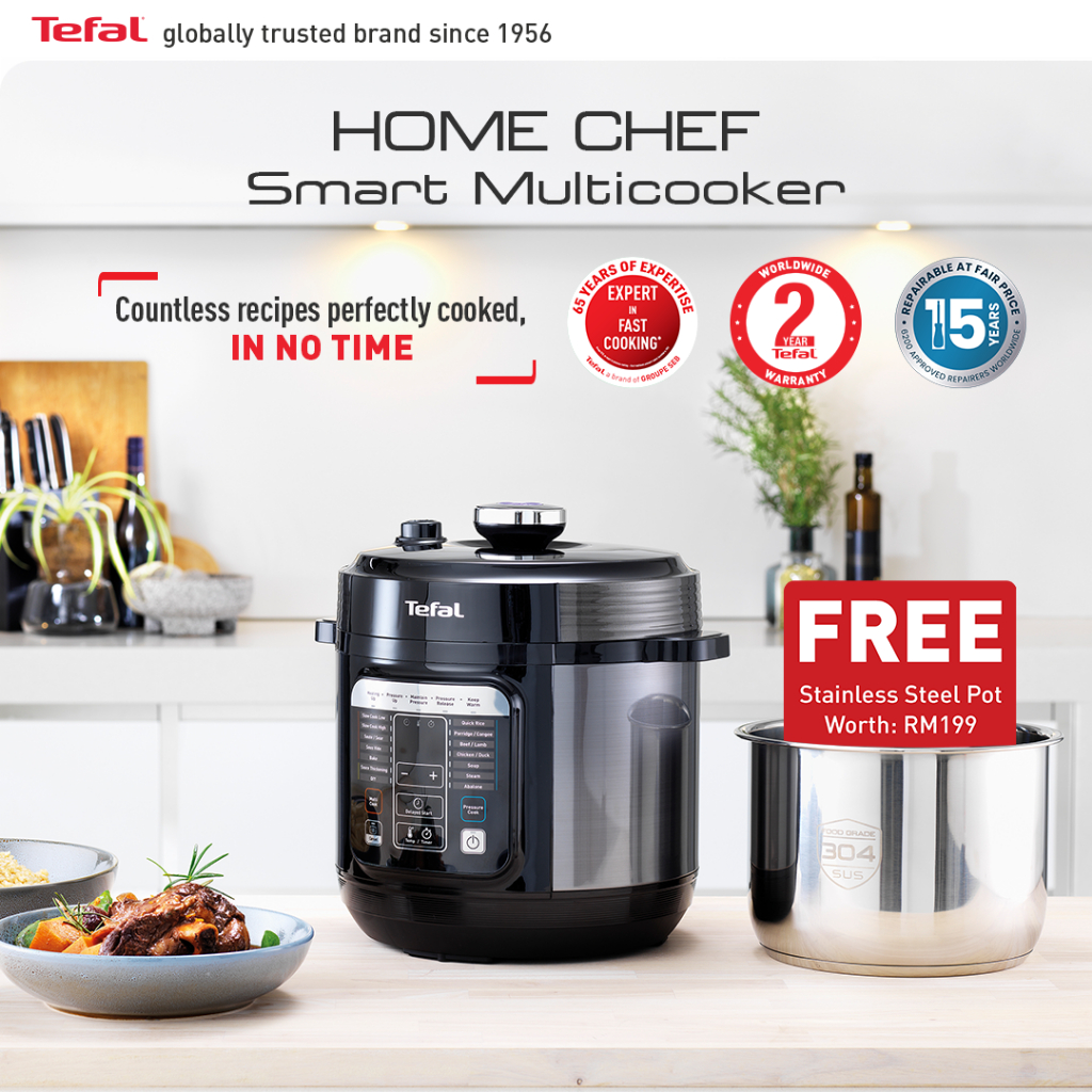 Tefal Home Chef Smart Multi-cooker + Stainless Steel Inner Pot [CY601D ...