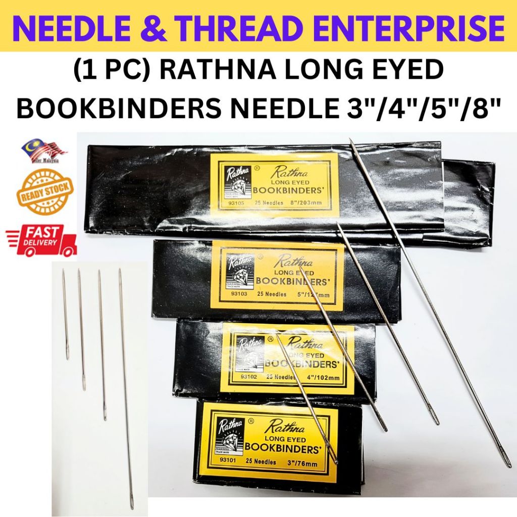 RATHNA LONG EYED BOOKBINDERS NEEDLE 3"/4"/5"/8" // RATHNA JARUM LONG ...