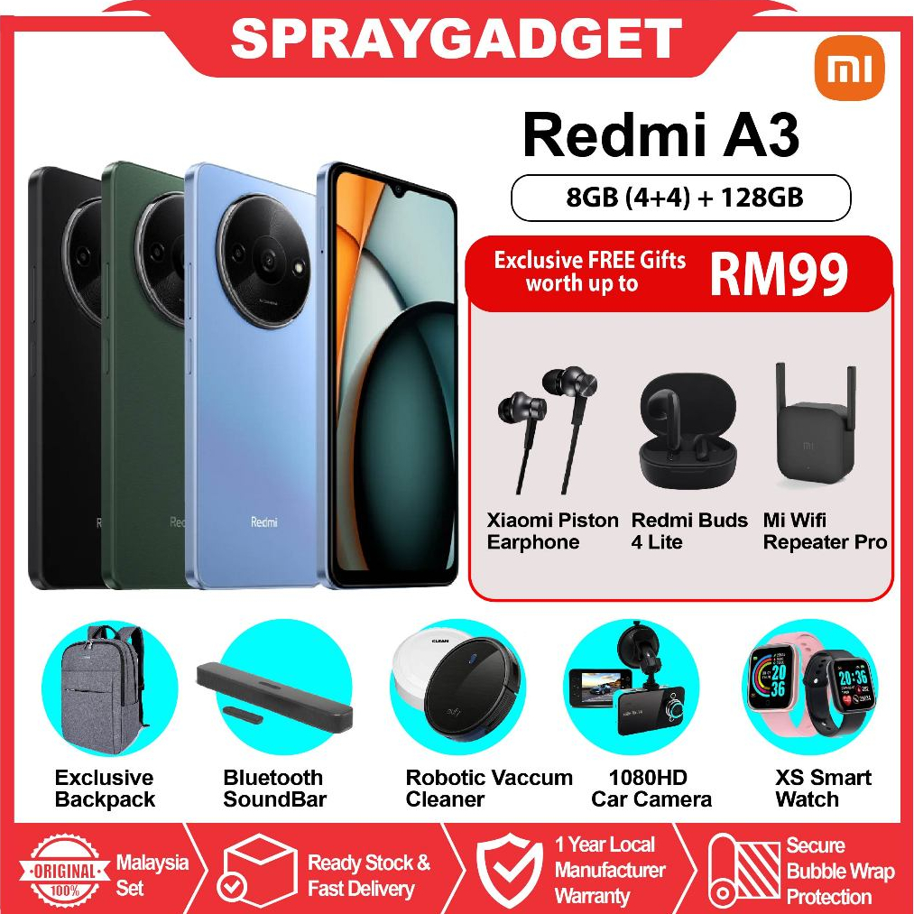 Redmi A3 l 8GB*(4+4GB) Extended RAM + 128GB ROM l 90Hz Display l ...