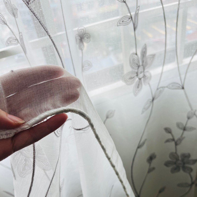 SELENA 114" Kain Langsir Sheer Sulam | Shopee Malaysia