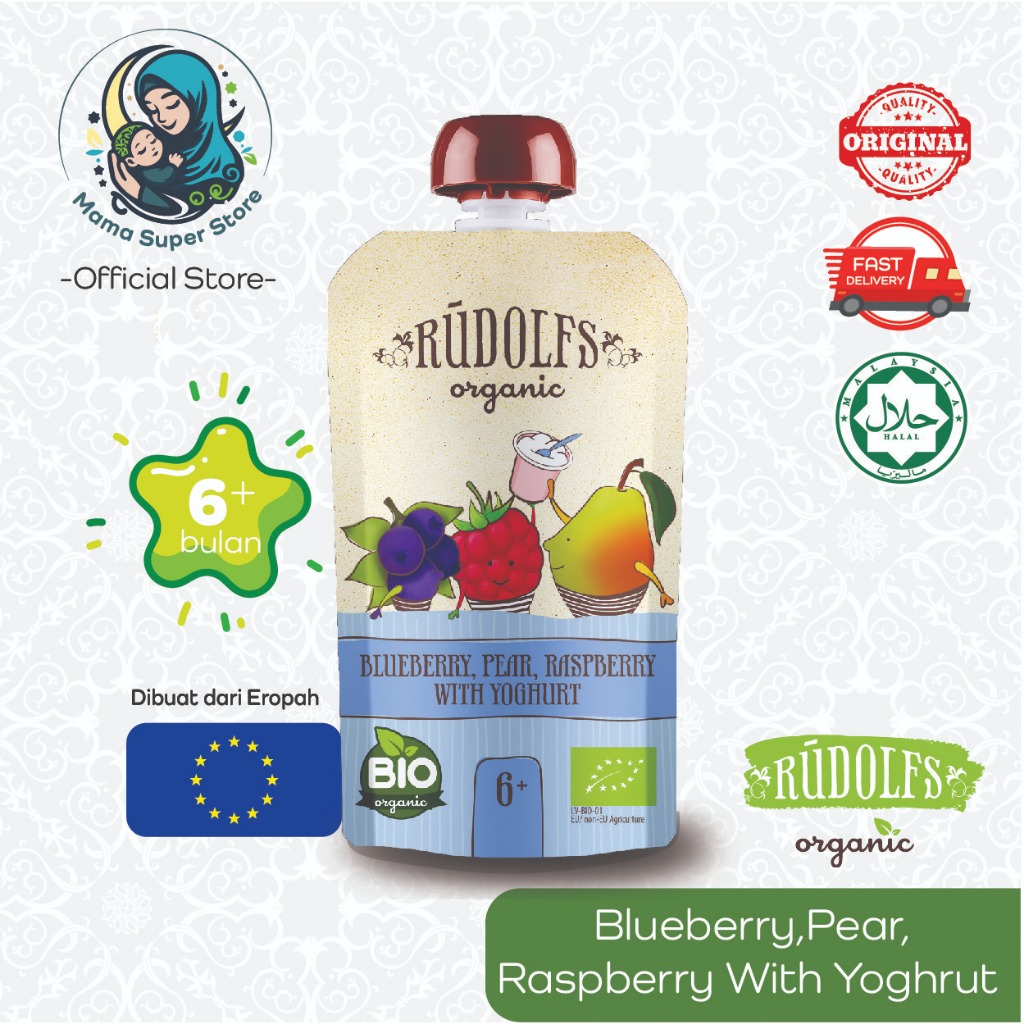[Halal] Rudolfs Organik Premium Puree Bayi - BLUEBERRY, PEAR, RASPBERRY ...