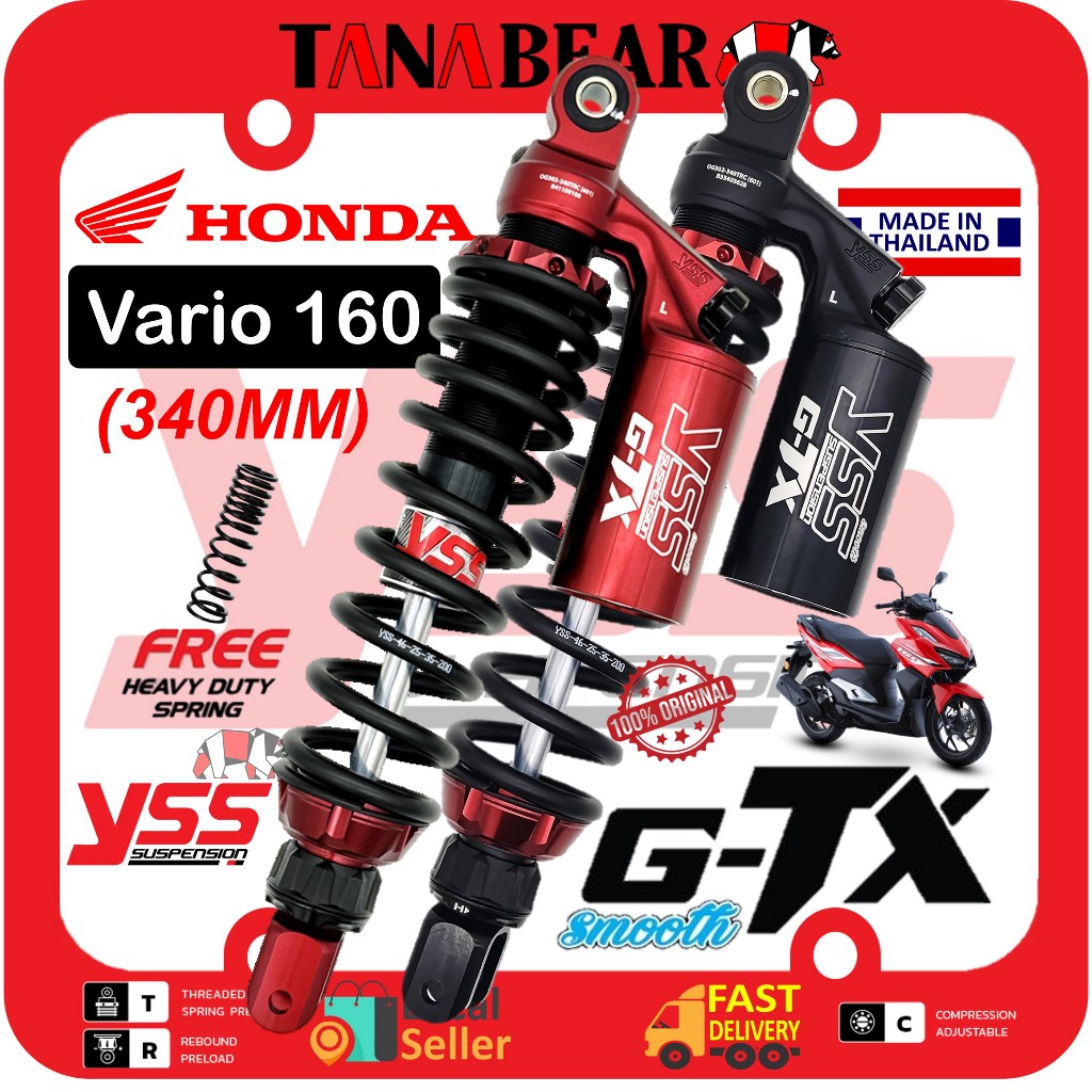 YSS Vario160 (340MM) GTX [Free Heavy Duty Spring]. Adjustable absorber ...