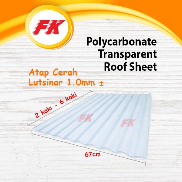 Atap Cerah Lutsinar 2FT - 6FT / Corrugated POLYCARBONATE TRANSPARENT ...