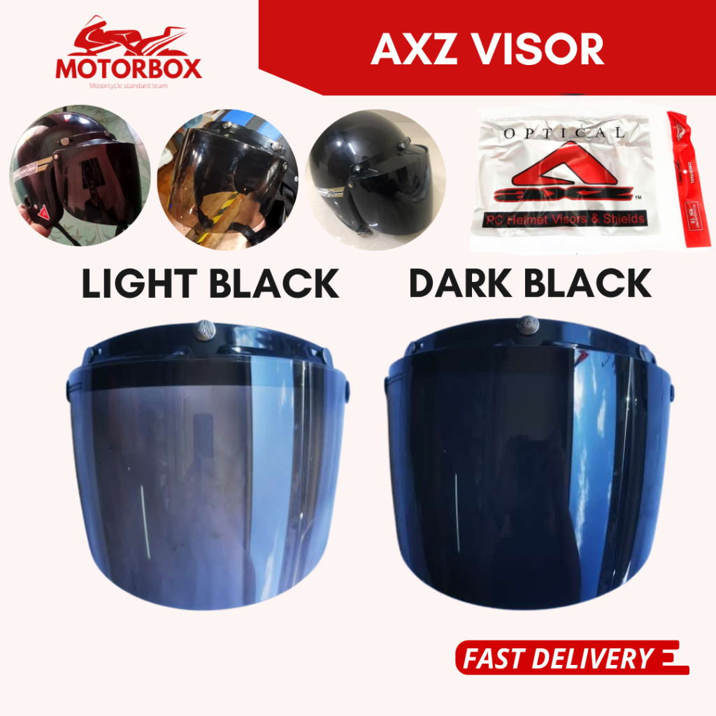 AXZ HELMET VISOR ( 3 BUTTON ) - DARK BLACK / LIGHT BLACK SGV MS88 MHR ...