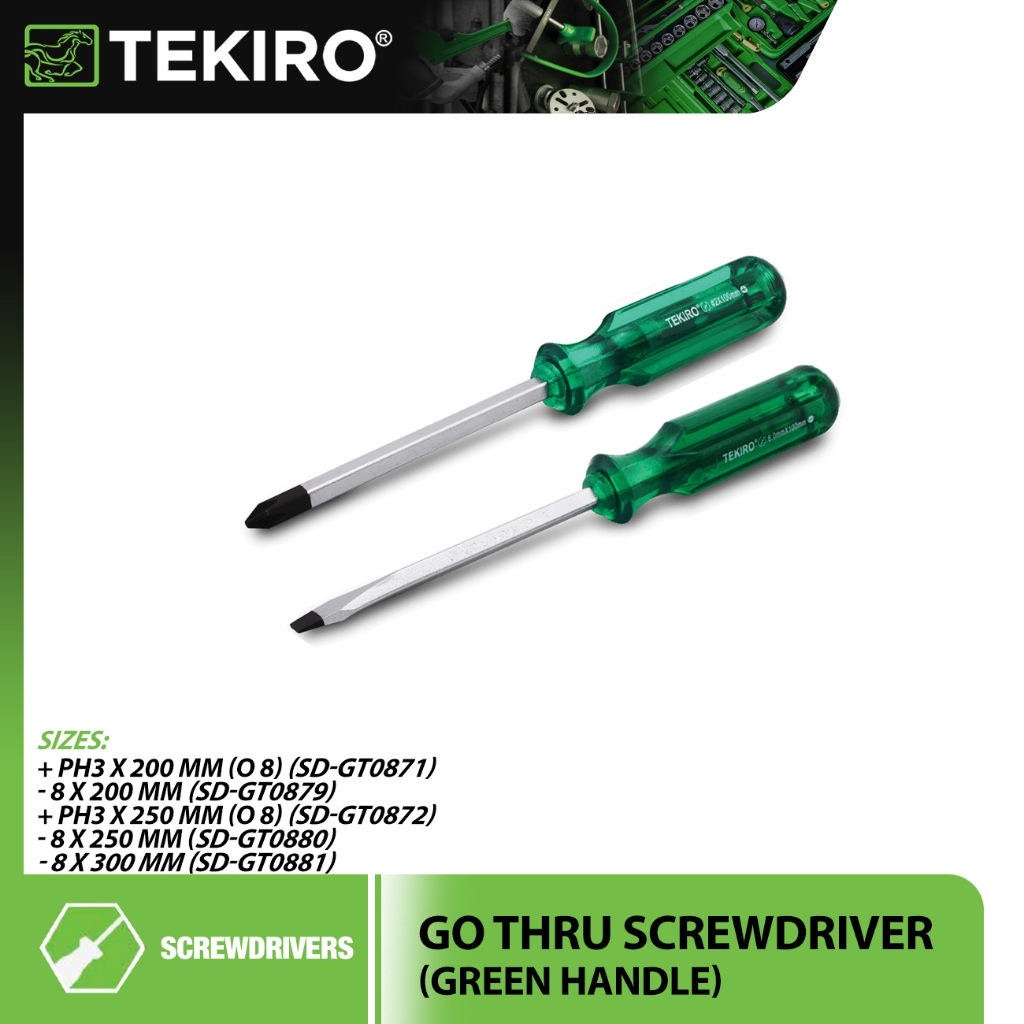Tekiro Go Thru Screwdriver With Handle - Green SD-GT0871/SD-GT0872/SD ...