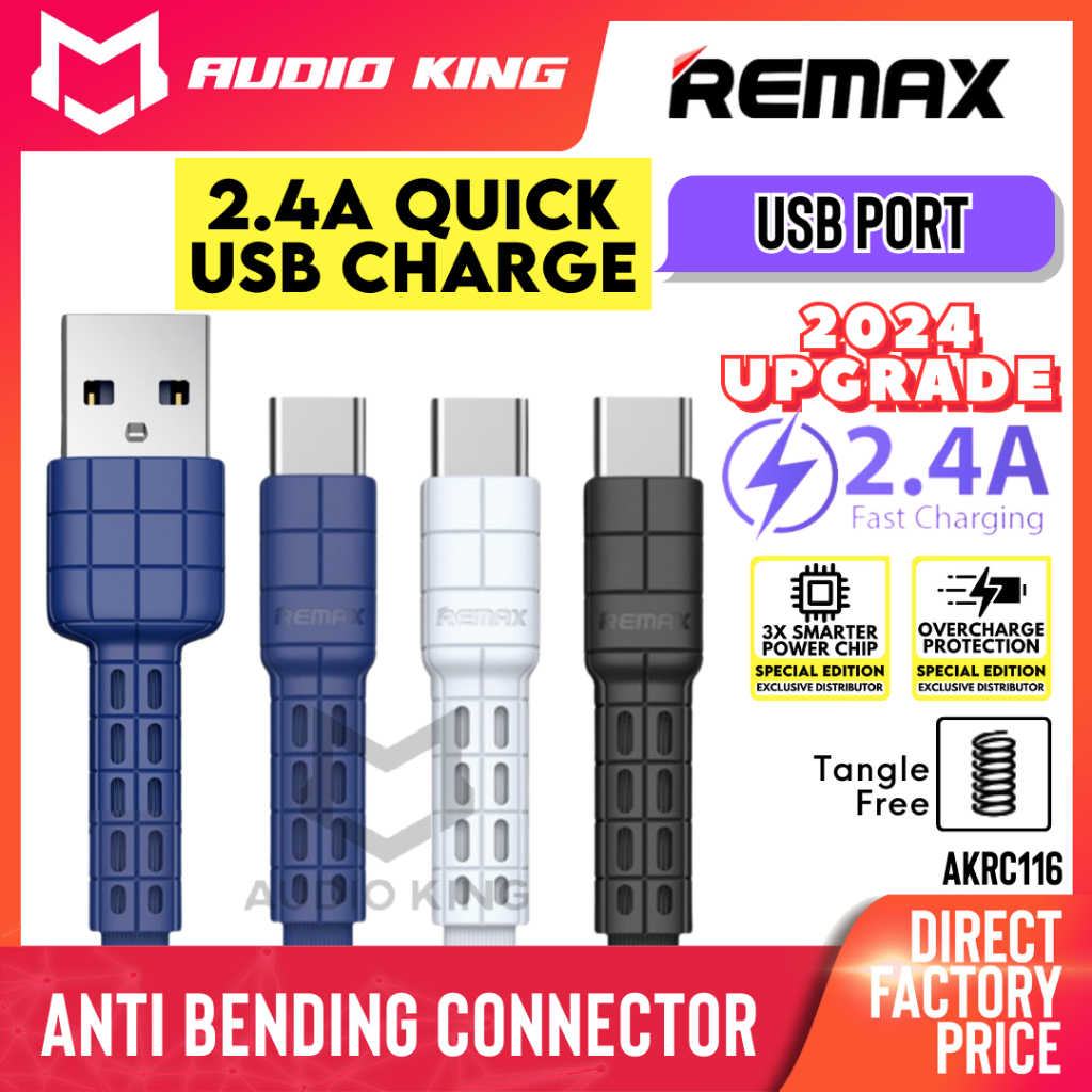 REMAX Quick Charge Data Cable Micro USB Type C PD 2.4A Wayar USB-C ...