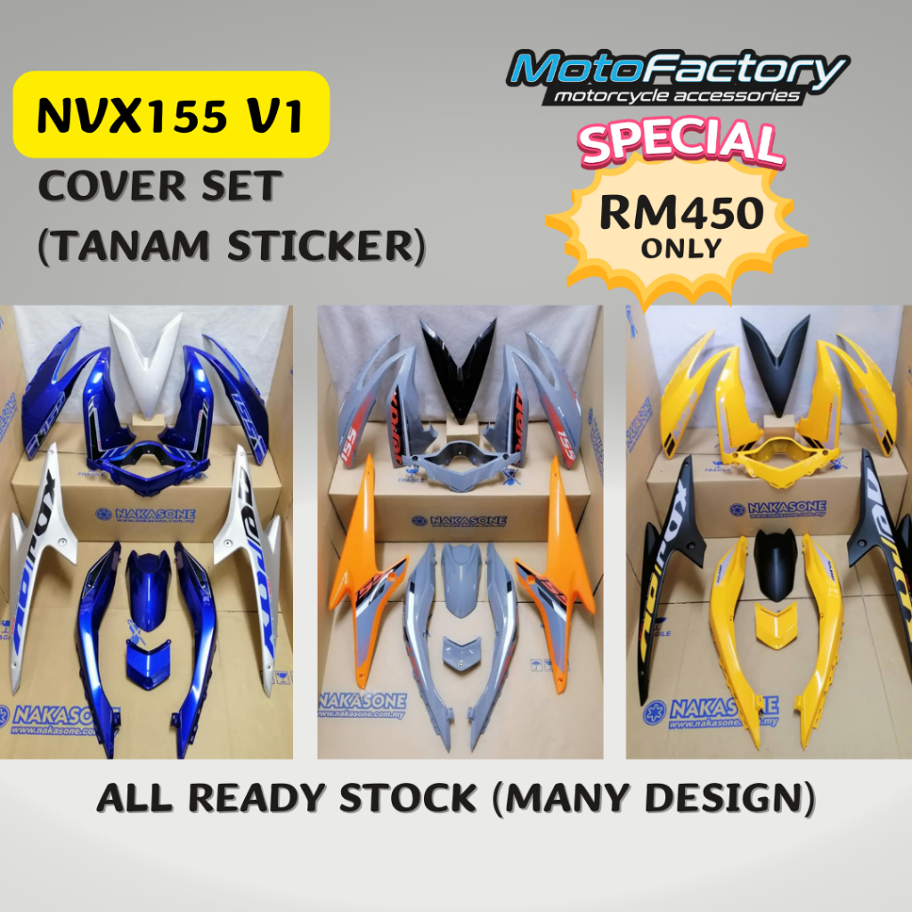 YAMAHA NVX155 V1 COVERSET BODY COVER SET DESIGN TANAM STICKER(READY ...