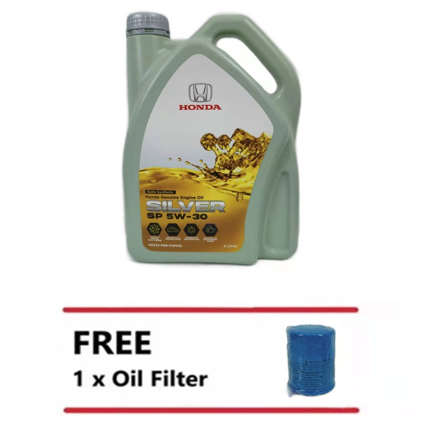 HONDA SP 5W-30 SEMI SYNTHETIC ENGINE OIL 5W30 4L + HONDA OIL FILTER 1 ...