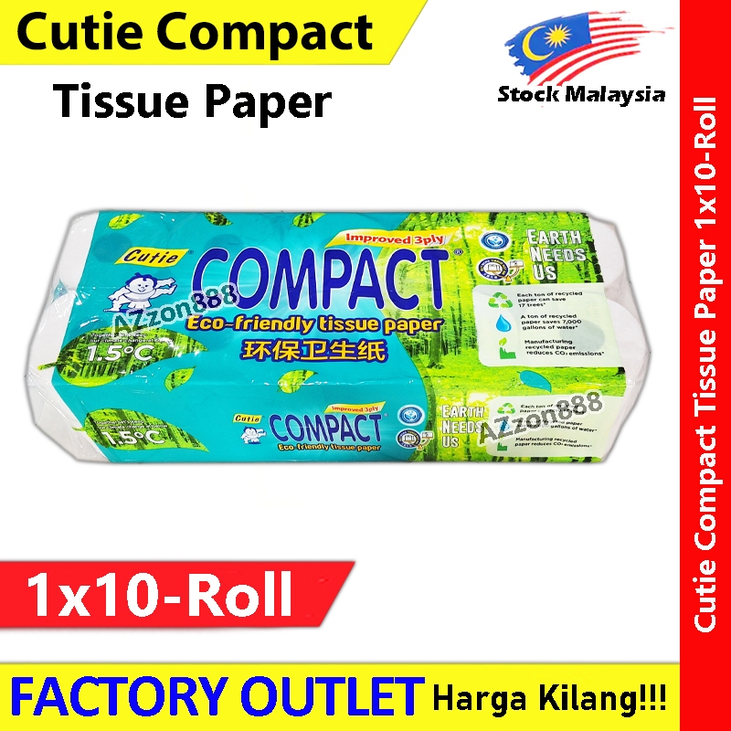 Cutie Compact Toilet Tissue Rolls Kertas Tisu DWI Lapisan Twin Ply Tissue Cutie Compact Toilet ...