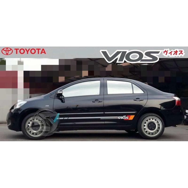 (Ready Stock) S1327# Toyota Vios Car Body Stripe vinyl Decal Sticker ...