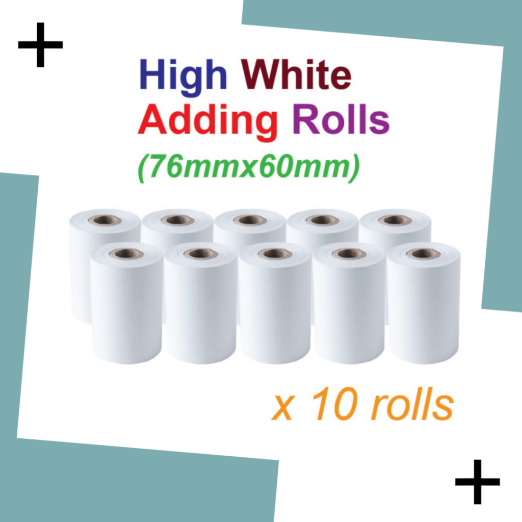 Kertas Mesin Tunai/ High White Paper Roll 76mm x 60mm x 12mm Adding ...