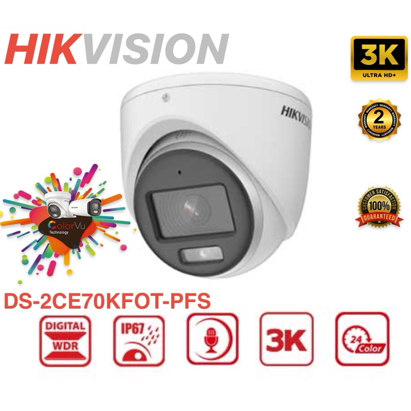 Hikvision 3K 5MP ColorVu Indoor Audio Fixed Turret Camera DS-2CE70KFOT-PFS | Shopee Malaysia