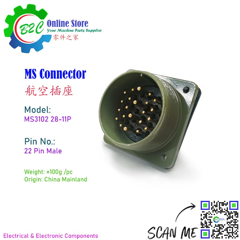 MS3102 28-11P 22Pin Connector Controller Servo Motor Male 22 Position ...