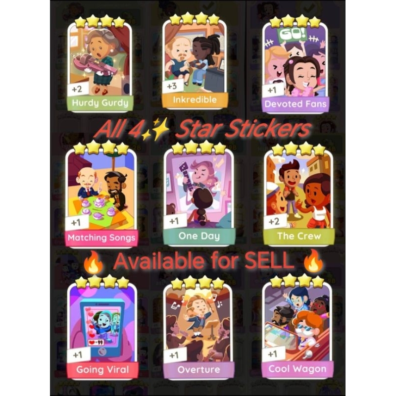 MONOPOLY GO -All 4 Star Stickers | Shopee Malaysia
