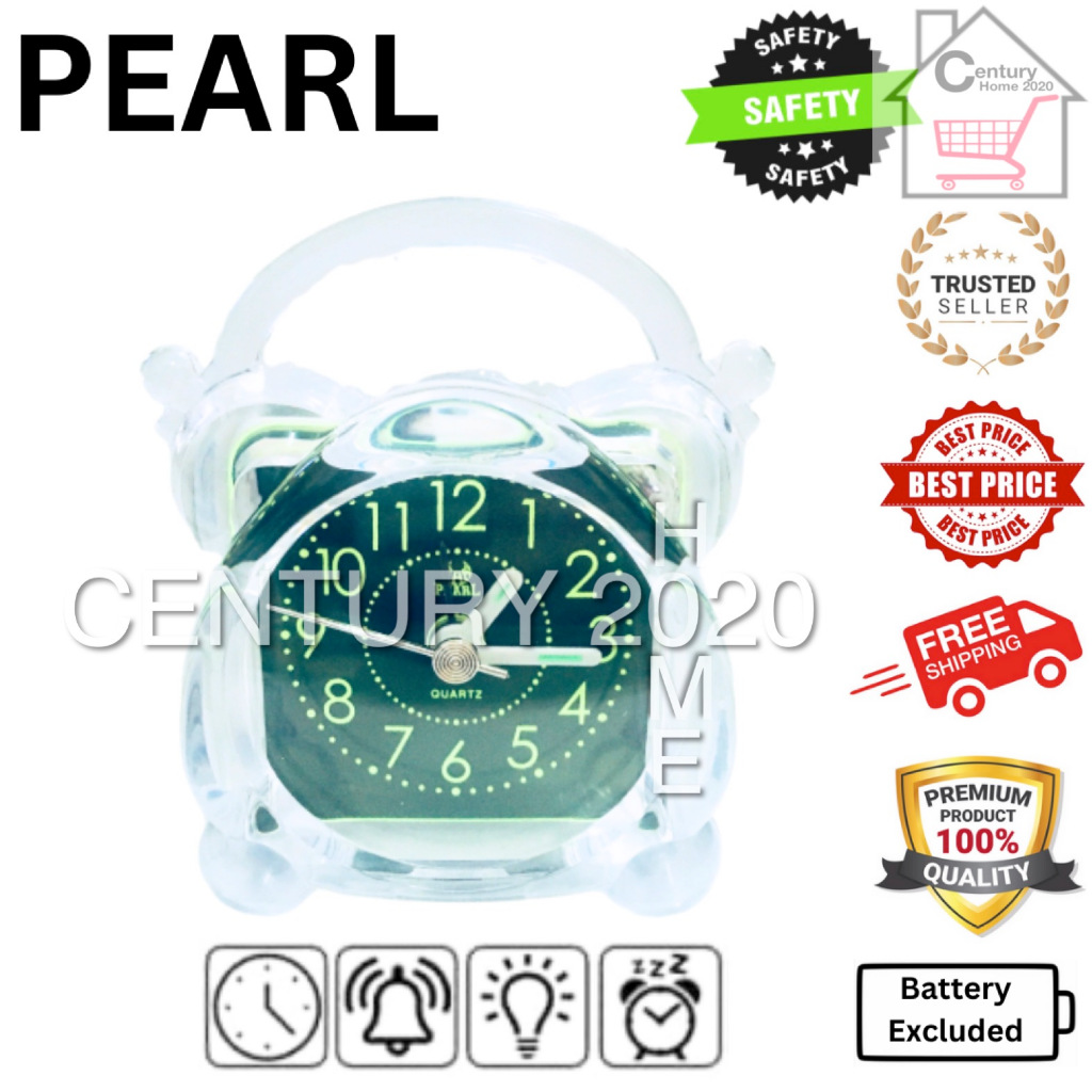 PEARL Mini Clock Travelling Table Alarm Clock Quartz LED Battery ...