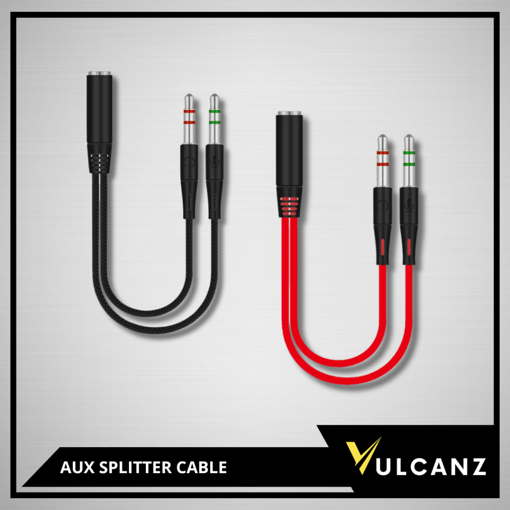 3.5MM FEMALE TO 2 MALE Y SPLITTER AUX AUDIO CABLE PC GAMING HEADPHONE ...