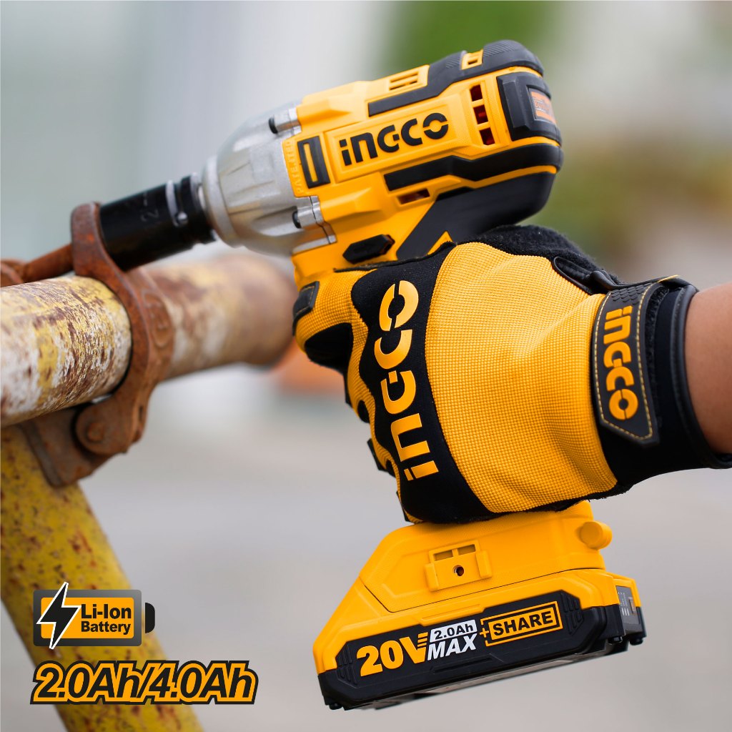 INGCO 20V Lithium-ion Cordless Battery Impact Wrench CIWLI2001 with ...