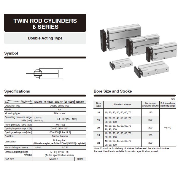 KOGANEI Cylinder twin rod cylinder with drive equipment guide TBDA10X10 ...