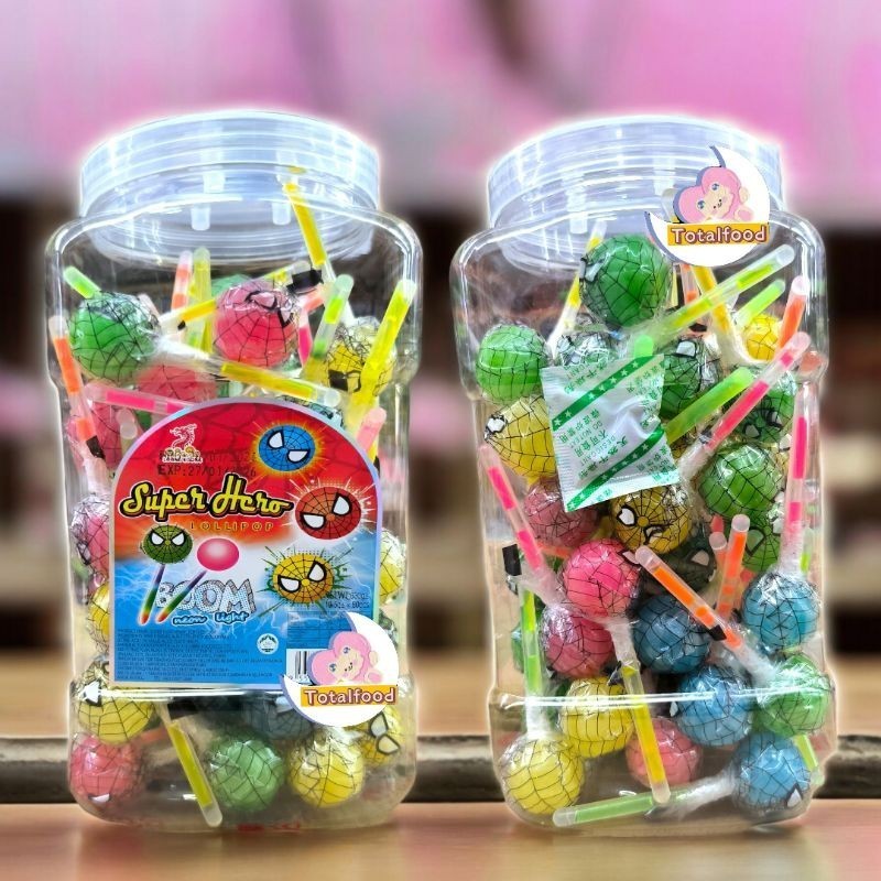 60 Pcs Spiderman Super Hero Boom Light Lollipop HALAL (LOCAL READY STOCKS) | Shopee Malaysia