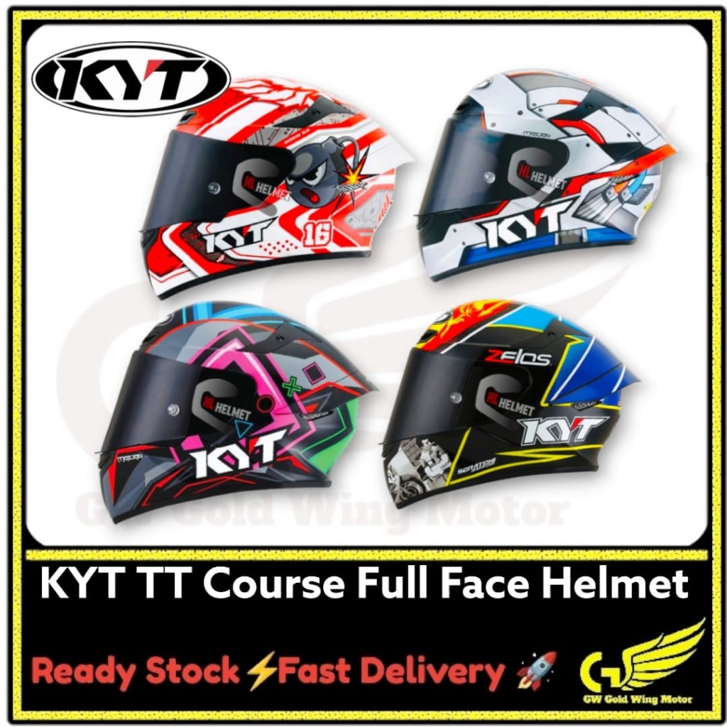 KYT TT COURSE FULL FACE HELMET MARIO, SPACE MONKEY, DALLA PORTA, KASMA ...