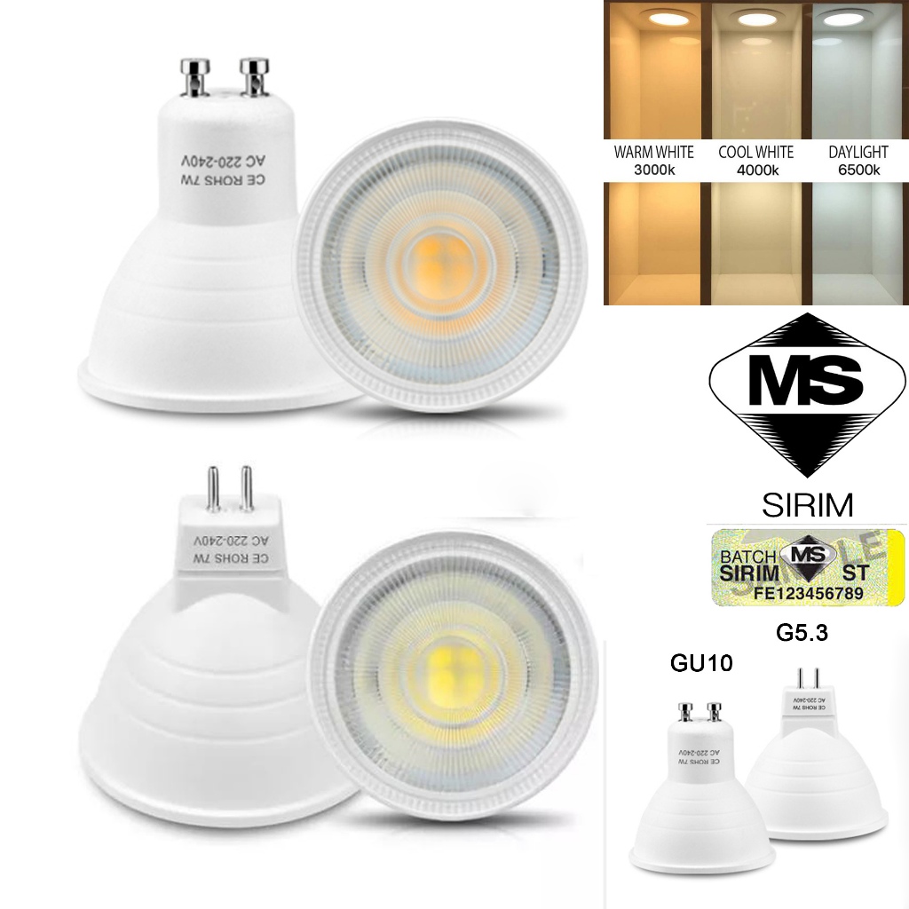 3H 240V G5.3/GU10 7W/8W Shorten MR16 SMD 2835 LED Bulb [SIRIM] [Replace ...