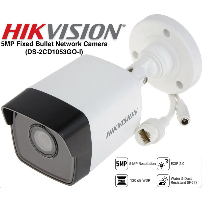 HIKVISION 5MP IR NETWORK BULLET CAMERA POE (DS-2CD1053GO-I) | Shopee ...