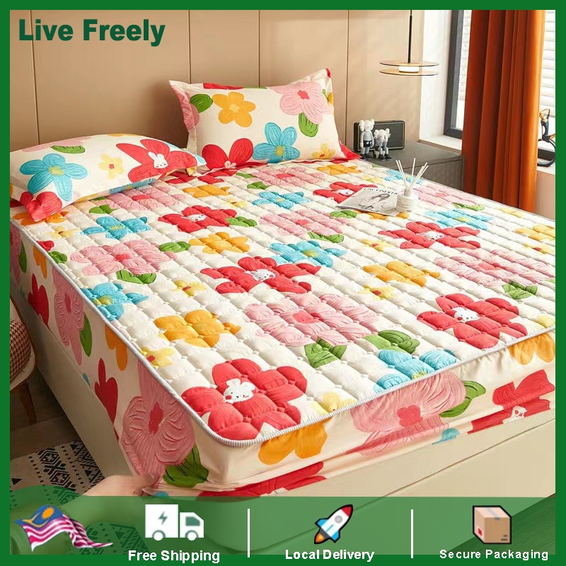 Flower Colored Fitted Sheet Cadar Single/Queen/King Fitted Bedsheet ...