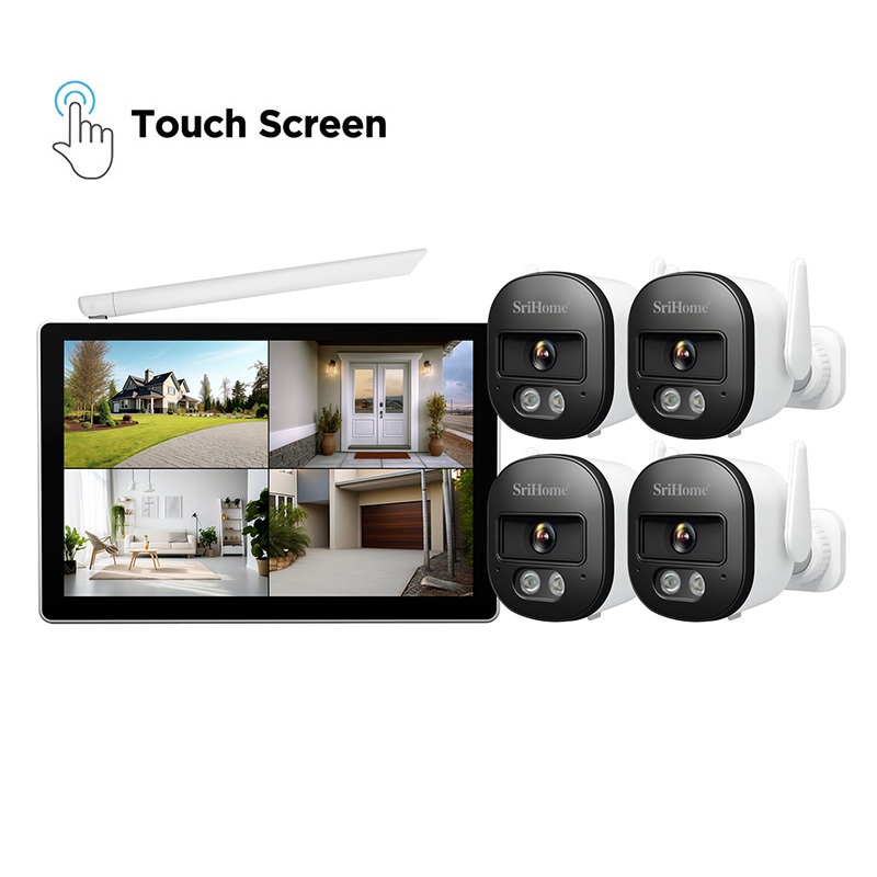 (5MP) SriHome NVS010-IPC056 NVR WiFi Touch Screen Monitor 4-Channel ...