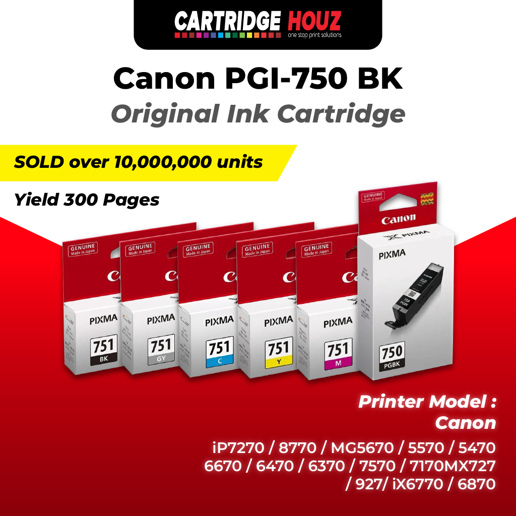 CANON PGI-750 CLI-751 BLACK GREY CYAN YELLOW MAGENTA ORIGINAL INK FOR ...